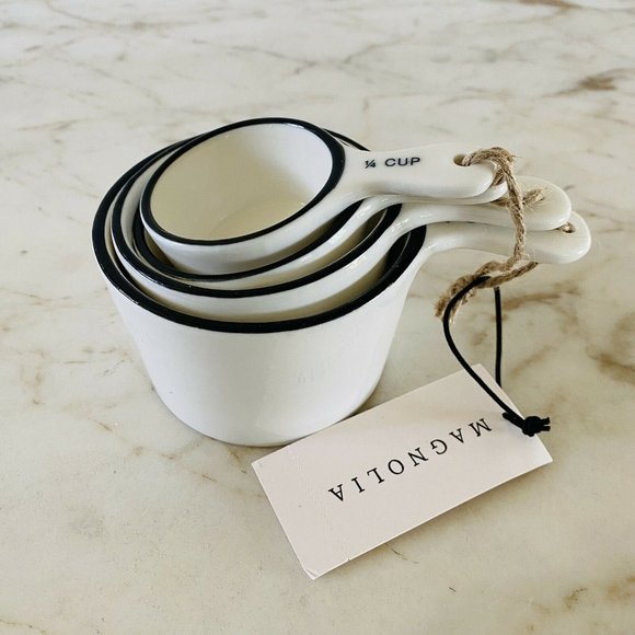 Magnolia | Kitchen | Magnolia White Ceramic Black Rim Measuring Spoon ...